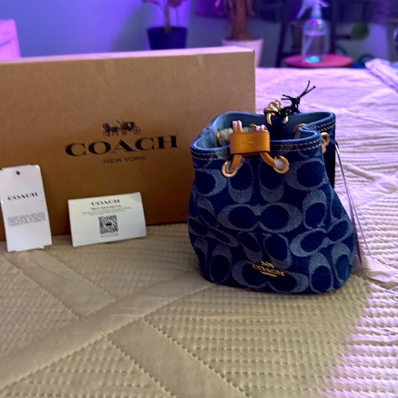 Coach | Bags | Nwt Coach Drawstring Wristlet In Signature Denim Sold ...